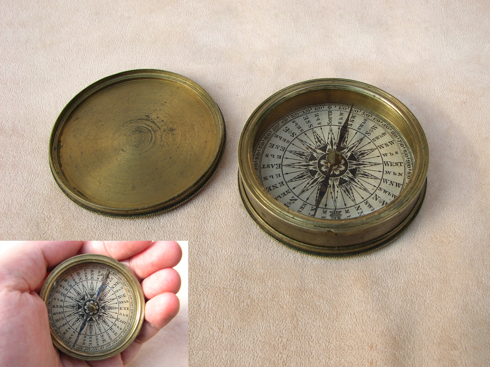 Scientific Collectables for 19th century Georgian brass cased compasses