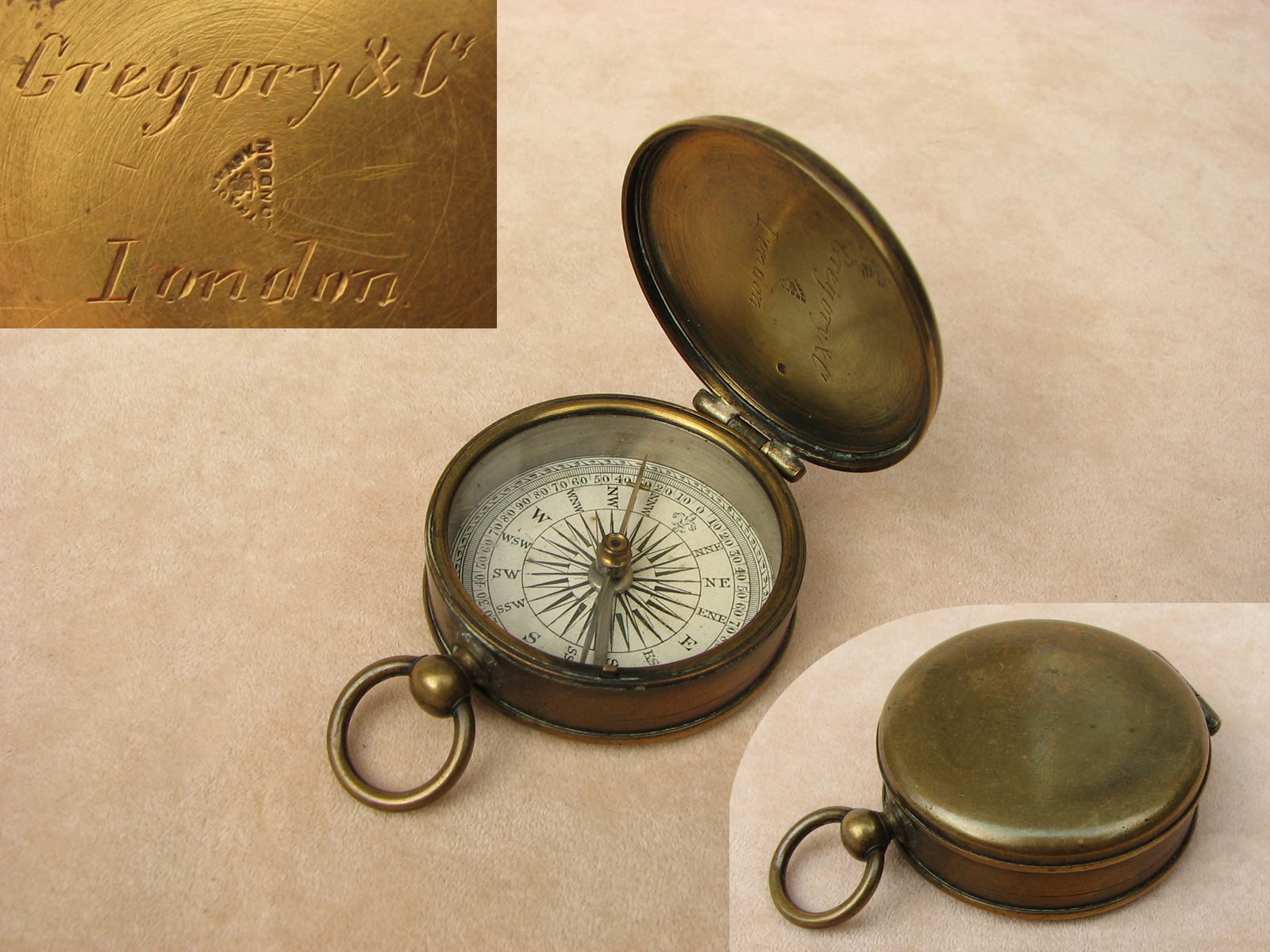 Scientific Collectables for antique Trademark London Brass compasses