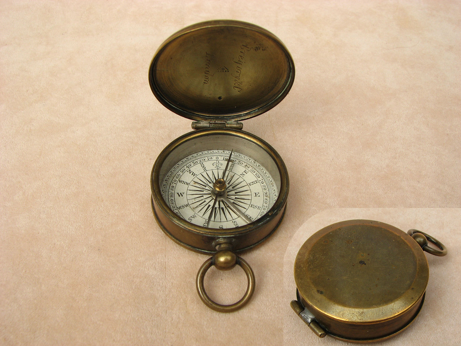 Scientific Collectables for antique Trademark London Brass compasses