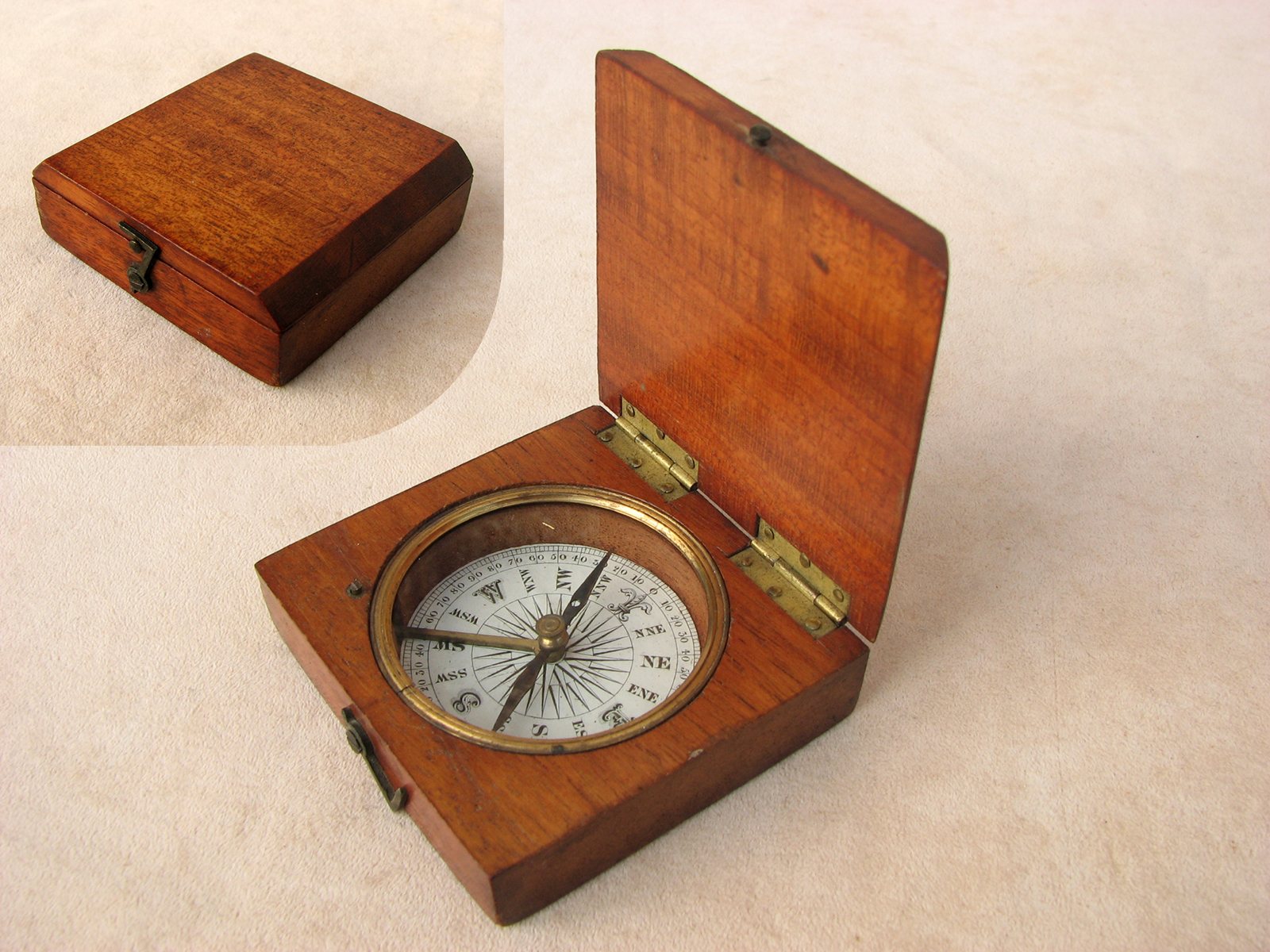 Scientific Collectables for Early Victorian mahogany cased pocket compasses