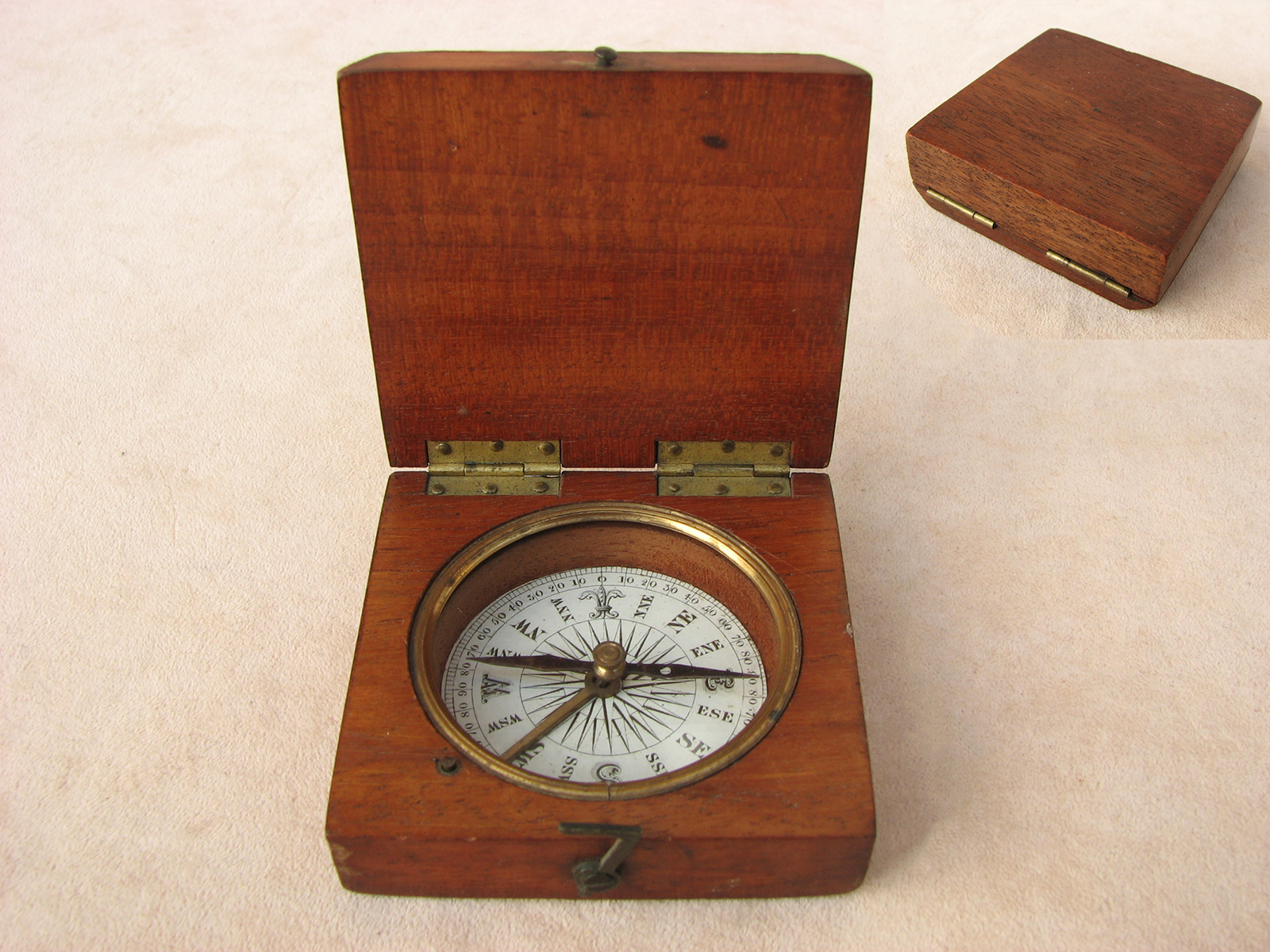 Scientific Collectables for Early Victorian mahogany cased pocket compasses