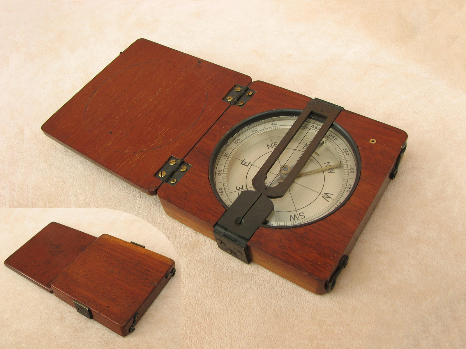 Scientific Collectables for Antique mahogany twin sight vanes cased ...