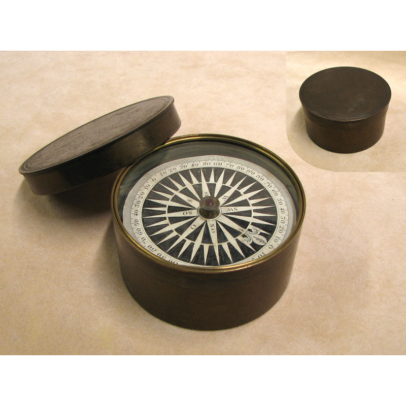 Victorian brass cased pocket compass, circa 1850
